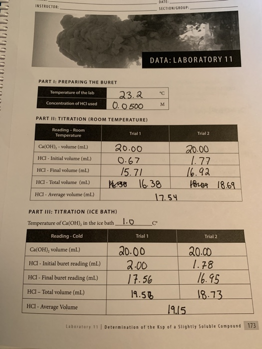 Solved INSTRUCTOR: DATE SECTION/GROUP: DATA: LABORATORY 11 | Chegg.com