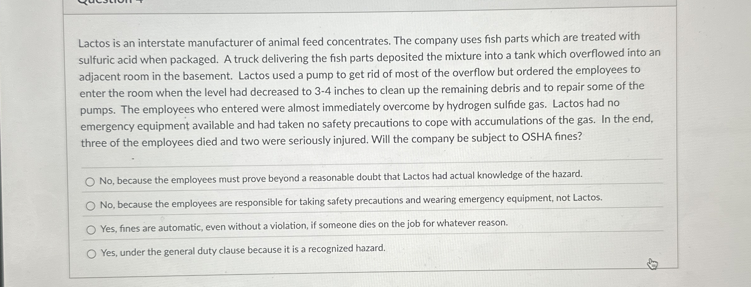 Solved Lactos is an interstate manufacturer of animal feed | Chegg.com