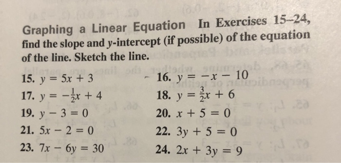 Solved Graphing a Linear Equation In Exercises 15-24, find | Chegg.com
