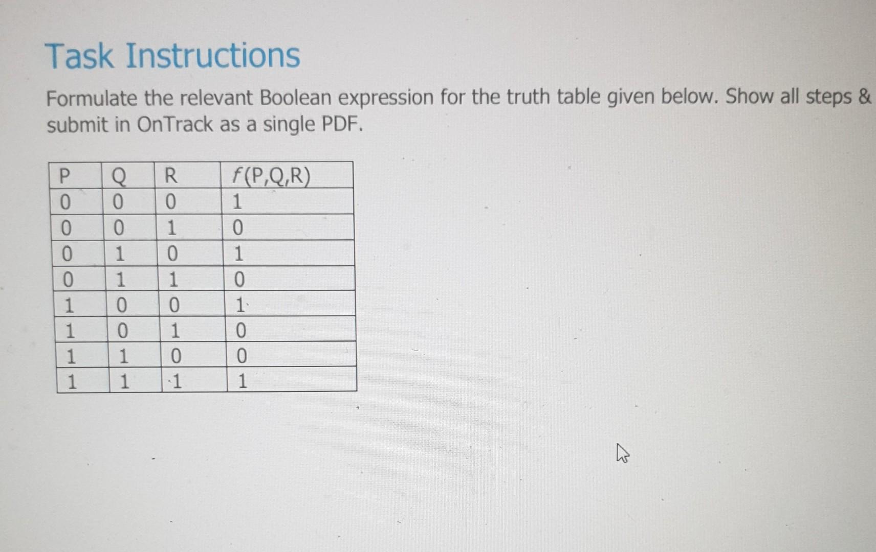 Solved Formulate the relevant Boolean expression for the | Chegg.com