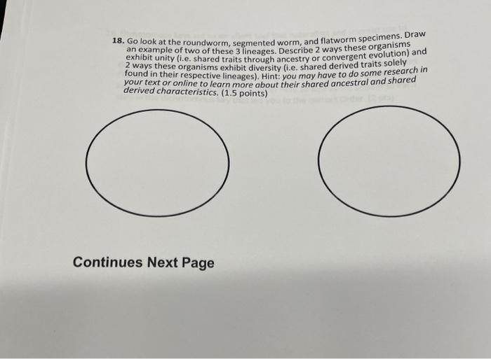 Solved 18. Go look at the roundworm, segmented worm, and | Chegg.com