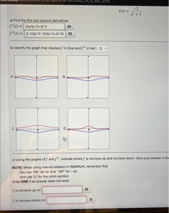 Solved f(x)=x2+3−2 a) Find the first and second derivatives. | Chegg.com