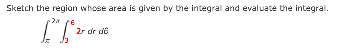 Solved Sketch the region whose area is given by the integral | Chegg.com