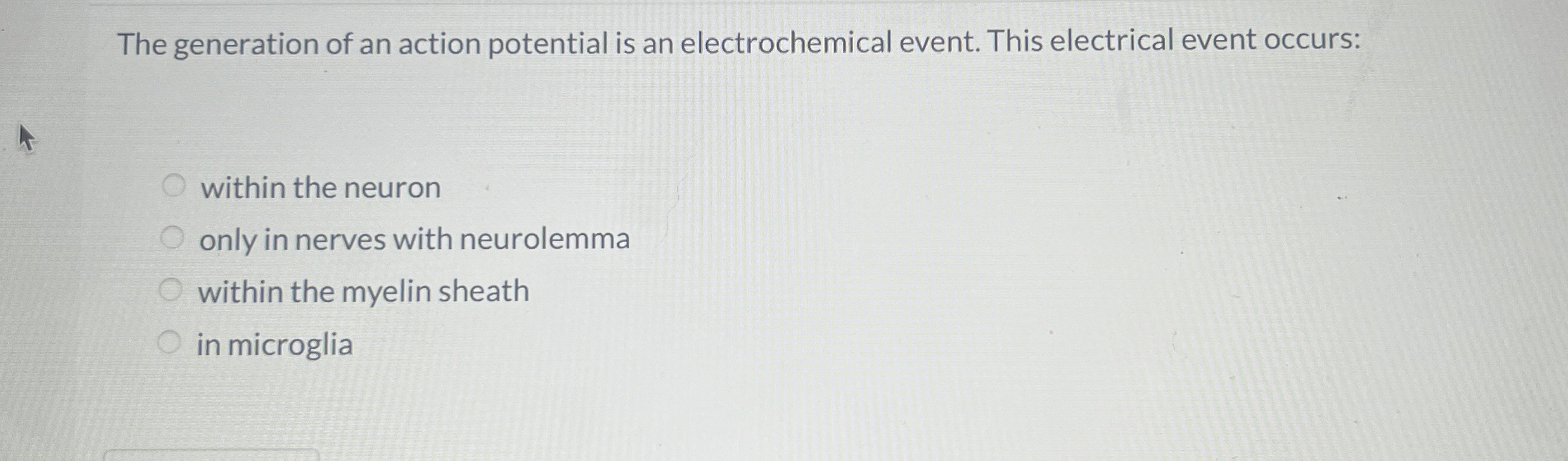 Solved The generation of an action potential is an | Chegg.com