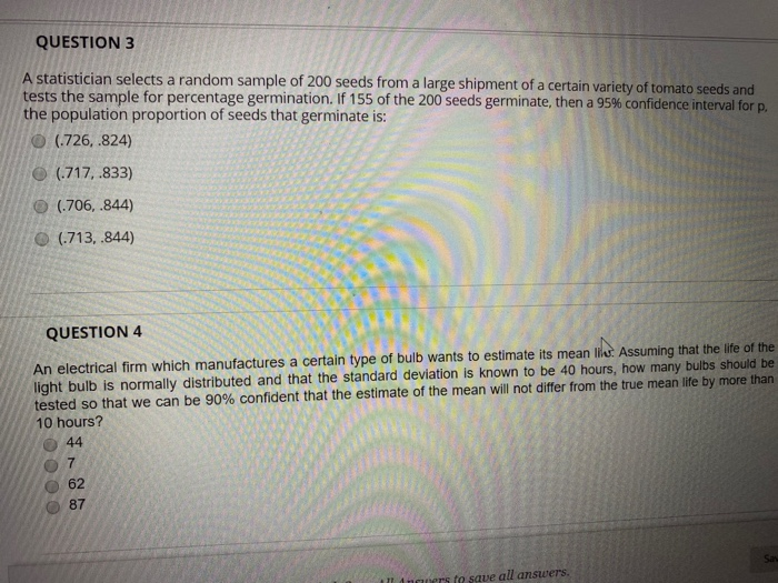 Solved QUESTION 3 A statistician selects a random sample of | Chegg.com