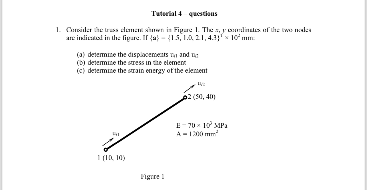 Solved Tutorial 4 - ﻿questionsConsider the truss element | Chegg.com