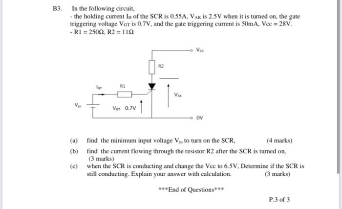 Solved In the following circuit, - the holding current IH of | Chegg.com