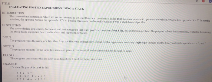 Solved Title Evaluating Postfix Expressions Using Stack Introduction Conventional Notation 2032