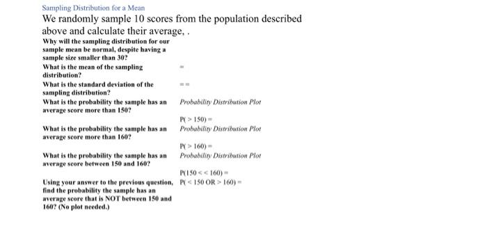 Sampling Distribution for a Mean We randomly sample | Chegg.com