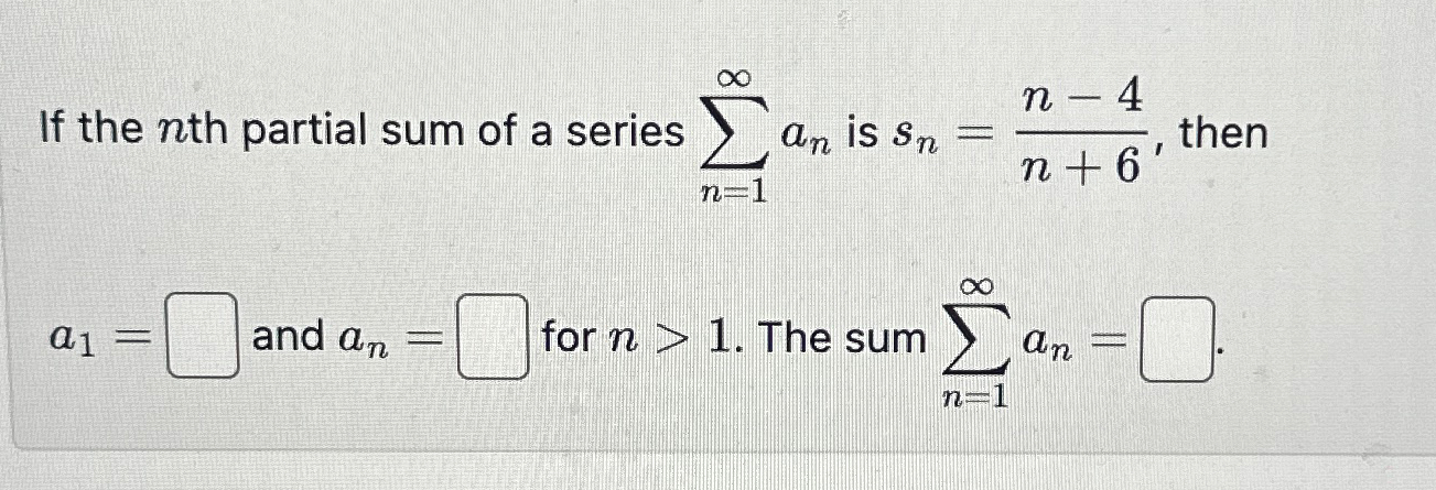 Solved If the nth partial sum of a series ∑n=1∞an ﻿is | Chegg.com