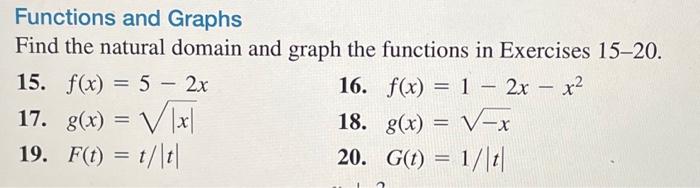 Solved Functions and Graphs Find the natural domain and | Chegg.com