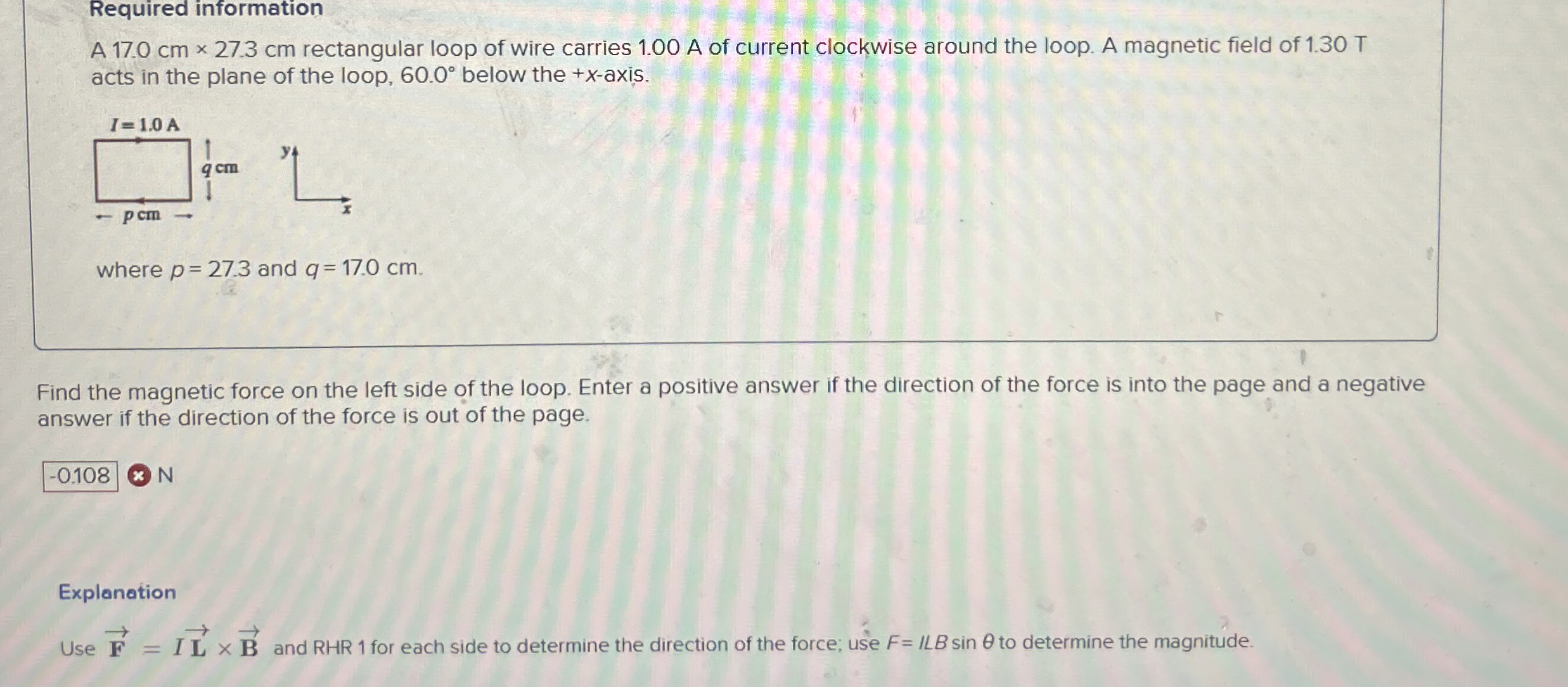Solved Required informationA 17.0cm×27.3cm ﻿rectangular loop | Chegg.com