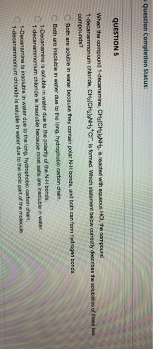 Solved Question Completion Status: QUESTION 5 When the | Chegg.com