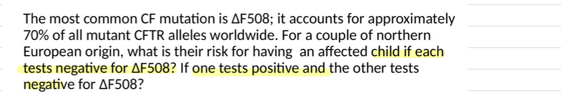 Solved The Most Common Cf Mutation Is Δf508 It Accounts For