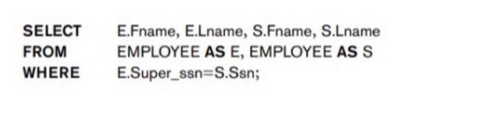 Solved SELECT E.Fname, E.Lname, S.Fname, S.Lname FROM | Chegg.com