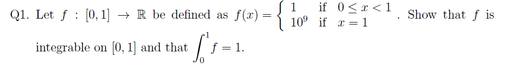 Solved Q1. ﻿Let f:[0,1]→R ﻿be defined as | Chegg.com
