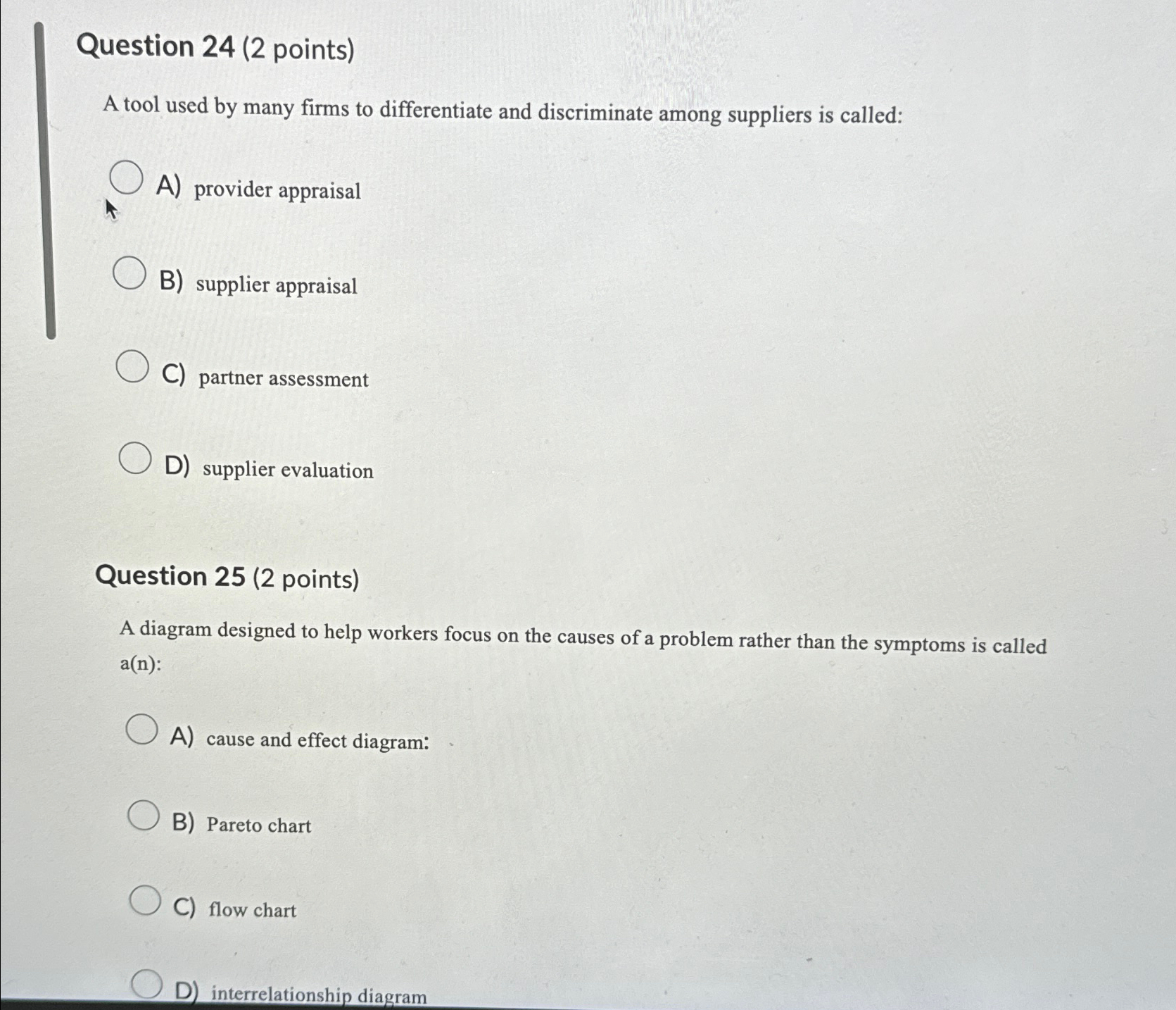 Solved Question 24 (2 ﻿points)A tool used by many firms to | Chegg.com