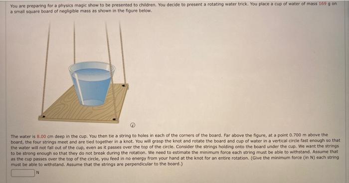 Solved You are preparing for a physics magic show to be | Chegg.com