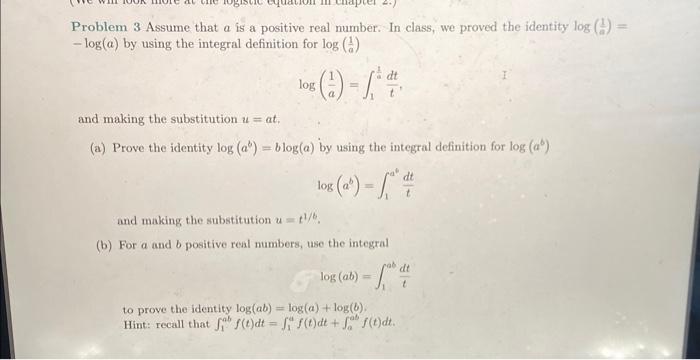 Solved Problem 3 Assume that a is a positive real number. In | Chegg.com