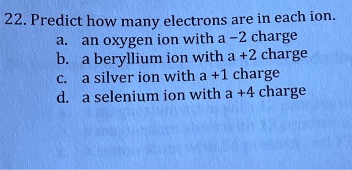 Solved a. 22. Predict how many electrons are in each ion. an | Chegg.com