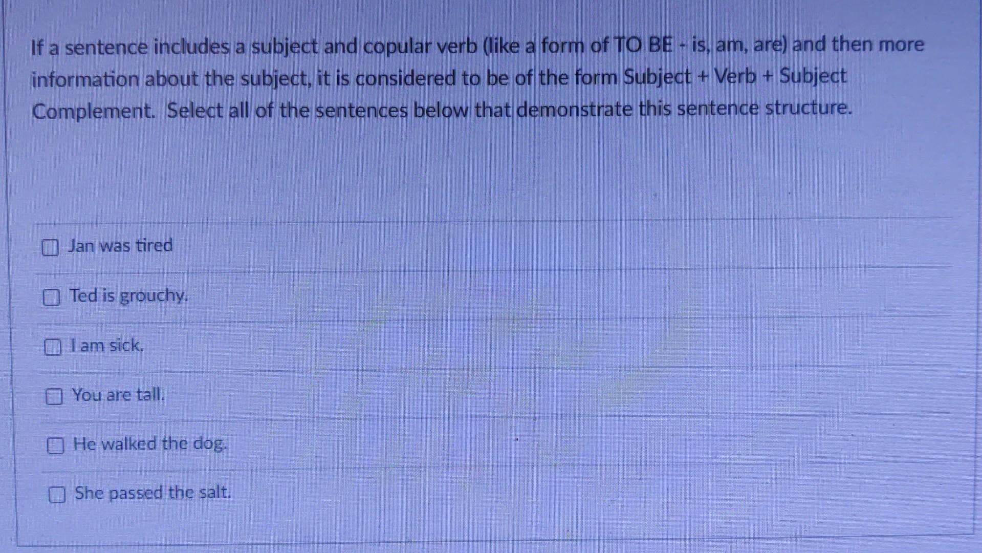 Solved If a sentence includes a subject and copular verb | Chegg.com