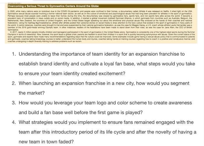 Solved 1. Understanding the importance of team identity for | Chegg.com