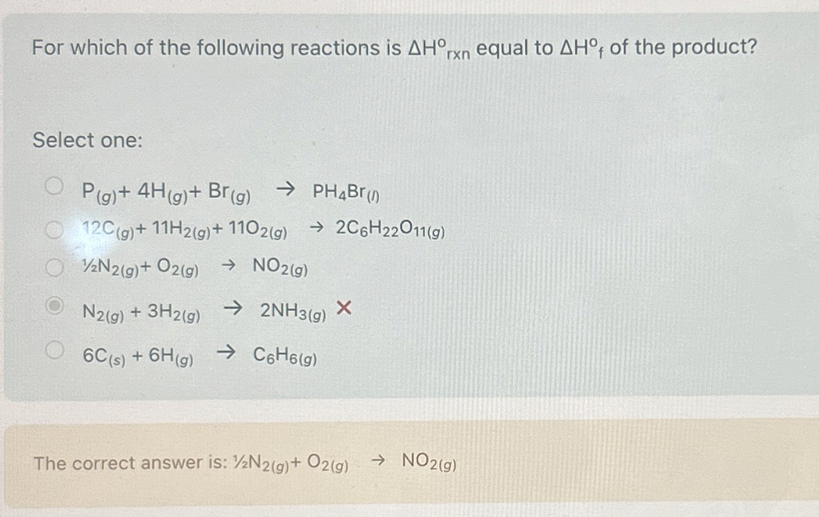 Solved For which of the following reactions is ΔH°rxn ﻿equal | Chegg.com