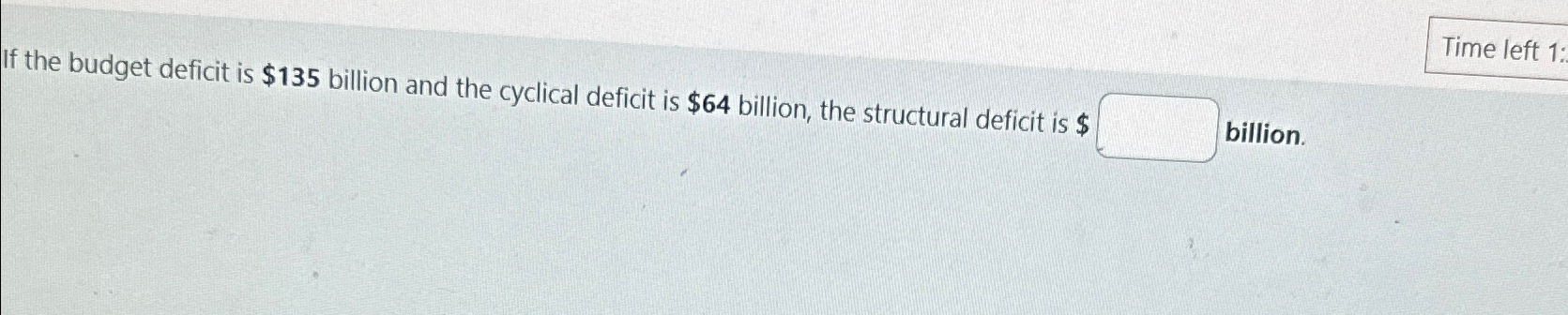 Solved If the budget deficit is $135 ﻿billion and the | Chegg.com