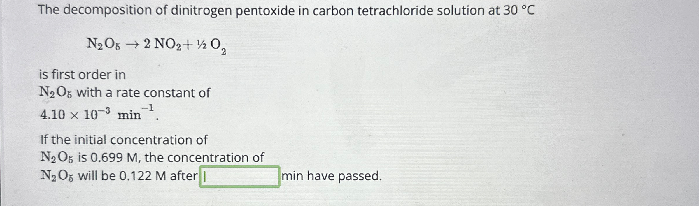 The decomposition of dinitrogen pentoxide in carbon | Chegg.com