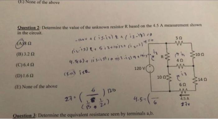 Solved Question 2: Determine the value of the unknown | Chegg.com