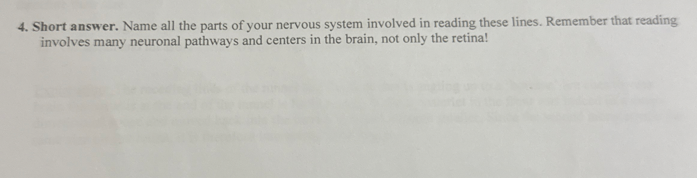 Solved Short answer. Name all the parts of your nervous | Chegg.com