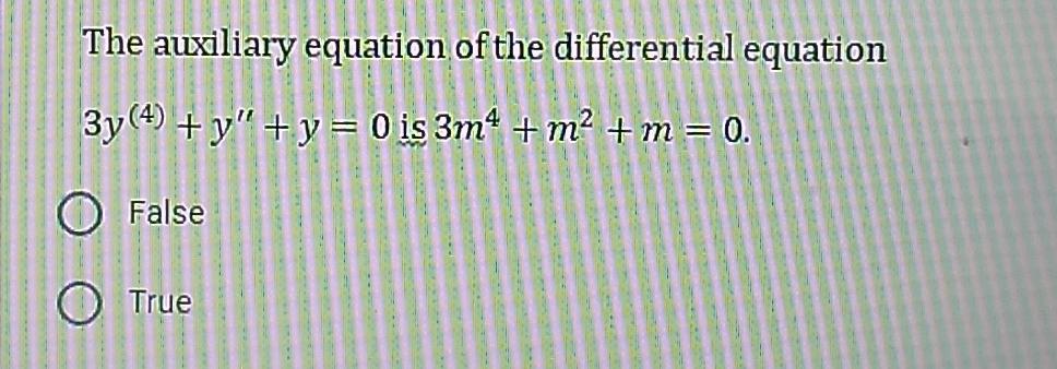 Solved The auxiliary equation of the differential equation | Chegg.com