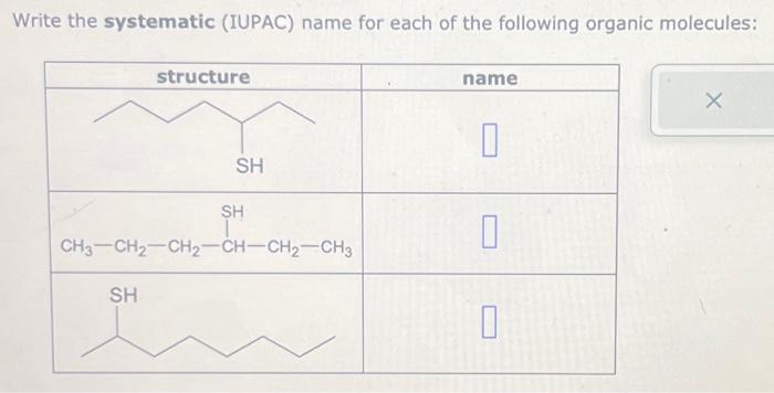 Solved Write the systematic (IUPAC) name for each of the | Chegg.com