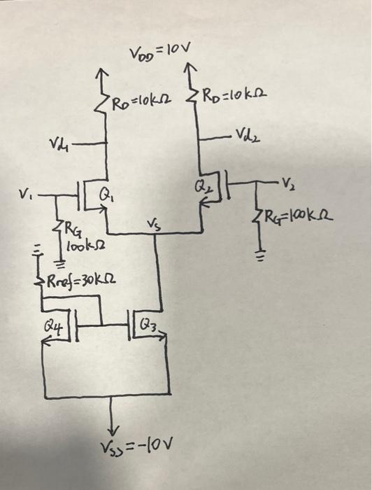 Calculate the DC voltages, VG4, Vs, Vd1 and Vd2. V1 | Chegg.com