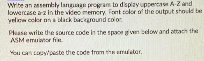 Solved Write An Assembly Language Program To Display 2707