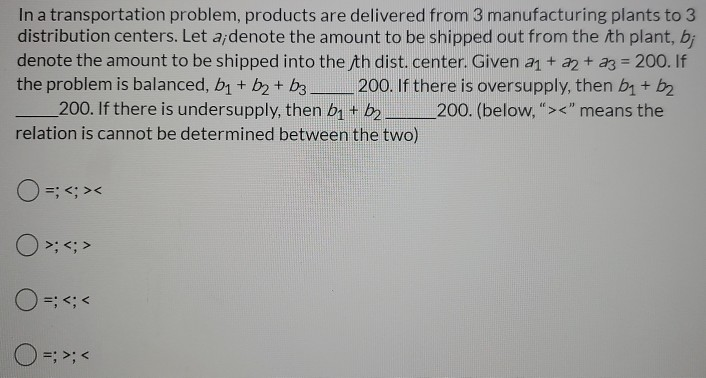 Solved In a transportation problem, products are delivered | Chegg.com