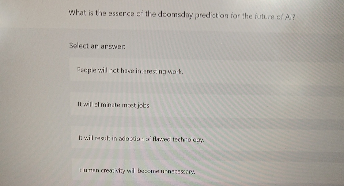 Solved What is the essence of the doomsday prediction for | Chegg.com