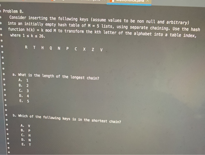 Solved Problem 8. Consider inserting the following keys | Chegg.com