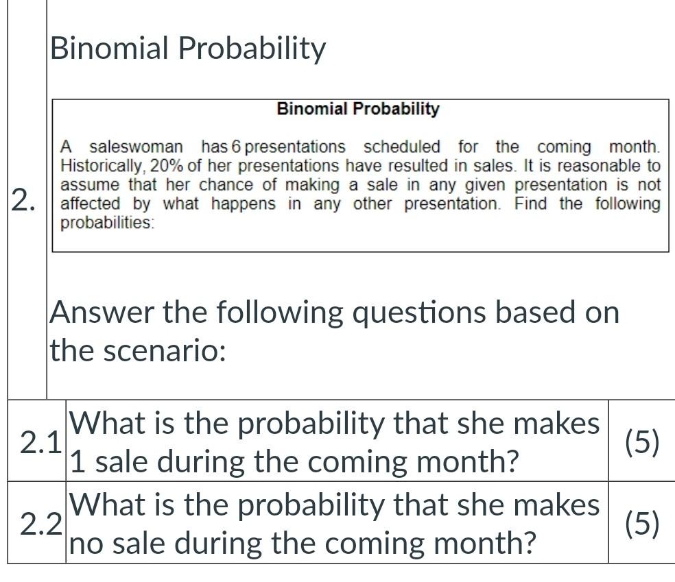 Solved Binomial Probability Binomial Probability A | Chegg.com