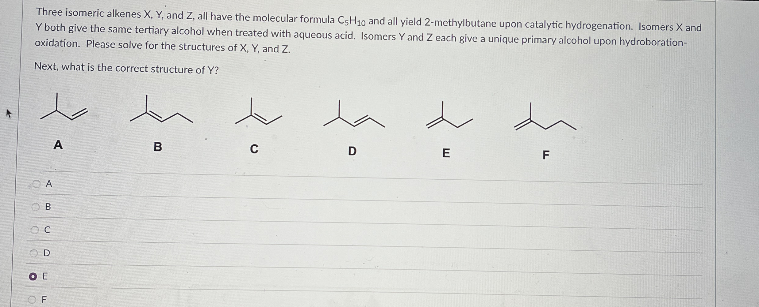 Solved Three isomeric alkenes x,Y, ﻿and Z , ﻿all have the | Chegg.com