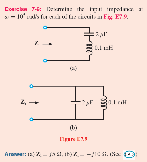 Solved Exercise 7-9: Determine the input impedance | Chegg.com