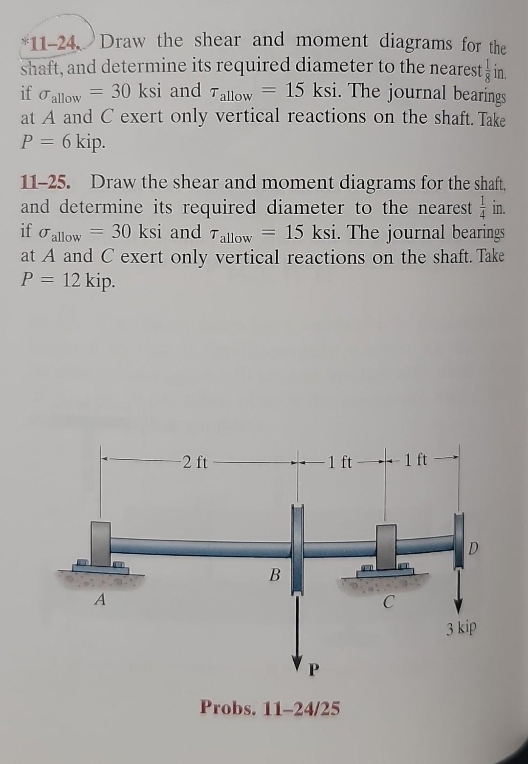 Solved *11-24. Draw the shear and moment diagrams for the | Chegg.com