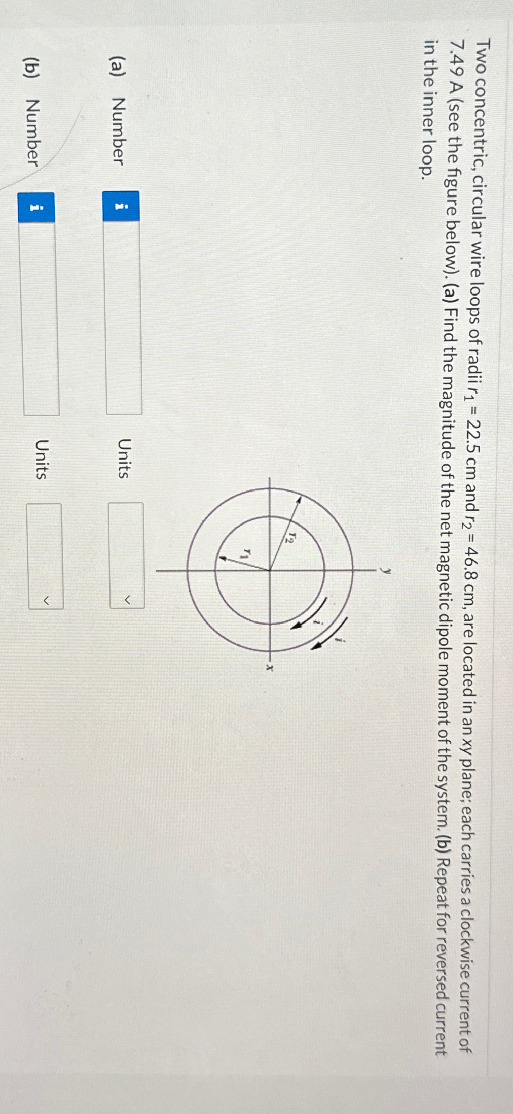 Solved Two concentric, circular wire loops of radii | Chegg.com