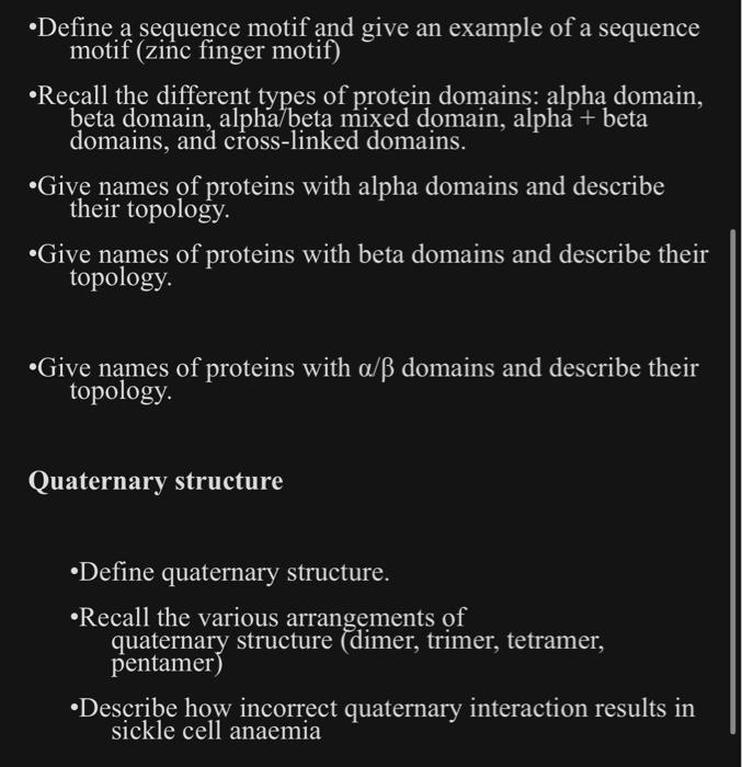 Solved Tertiary structure -Define tertiary structure. | Chegg.com