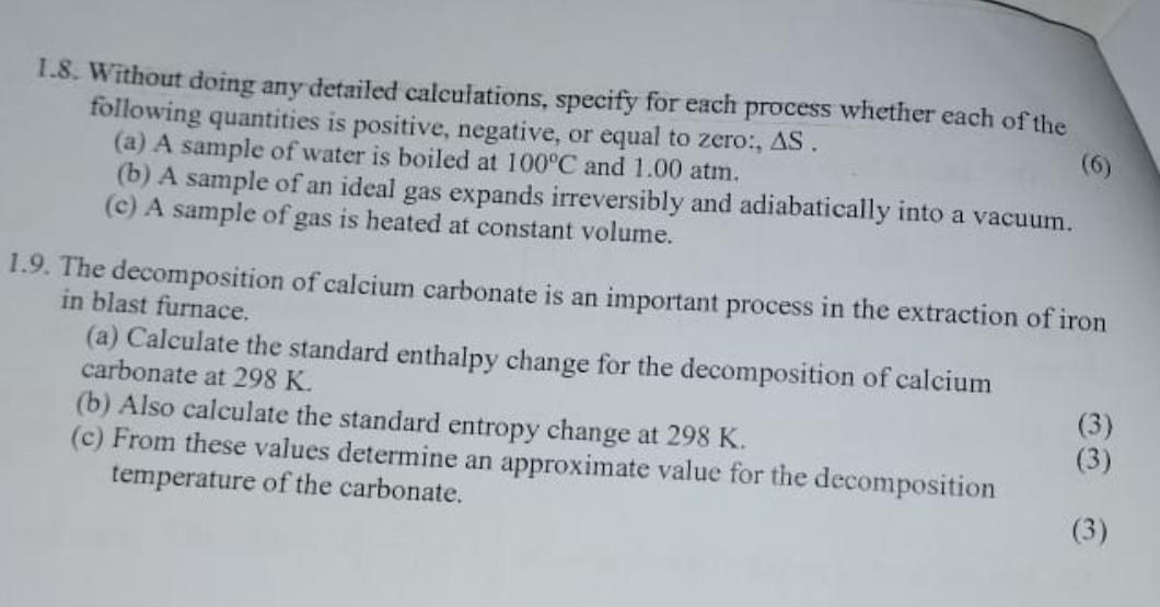 Solved 1.8. Without doing any detailed calculations, specify | Chegg.com