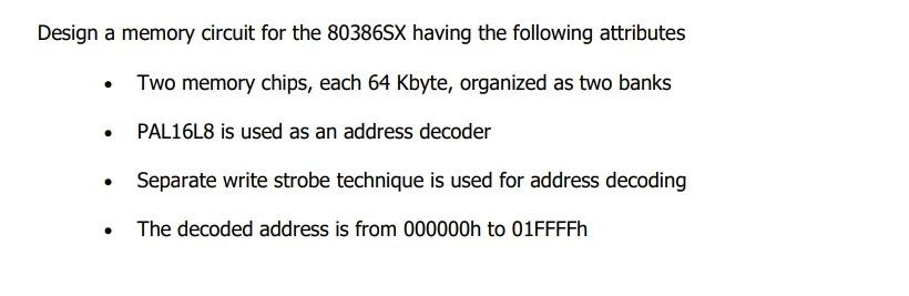 Solved Design a memory circuit for the 80386SX having the | Chegg.com