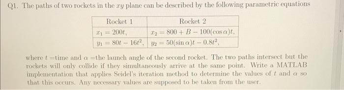 Solved where t= time and α= the launch angle of the second | Chegg.com
