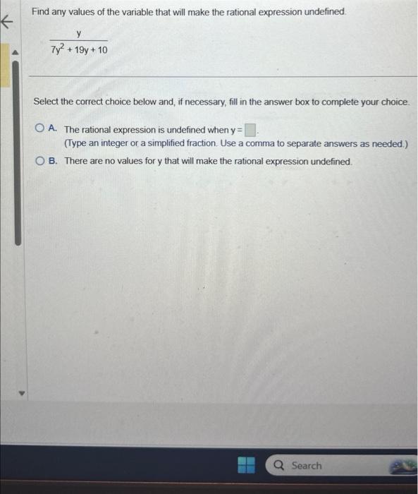 Solved Find any values of the variable that will make the | Chegg.com