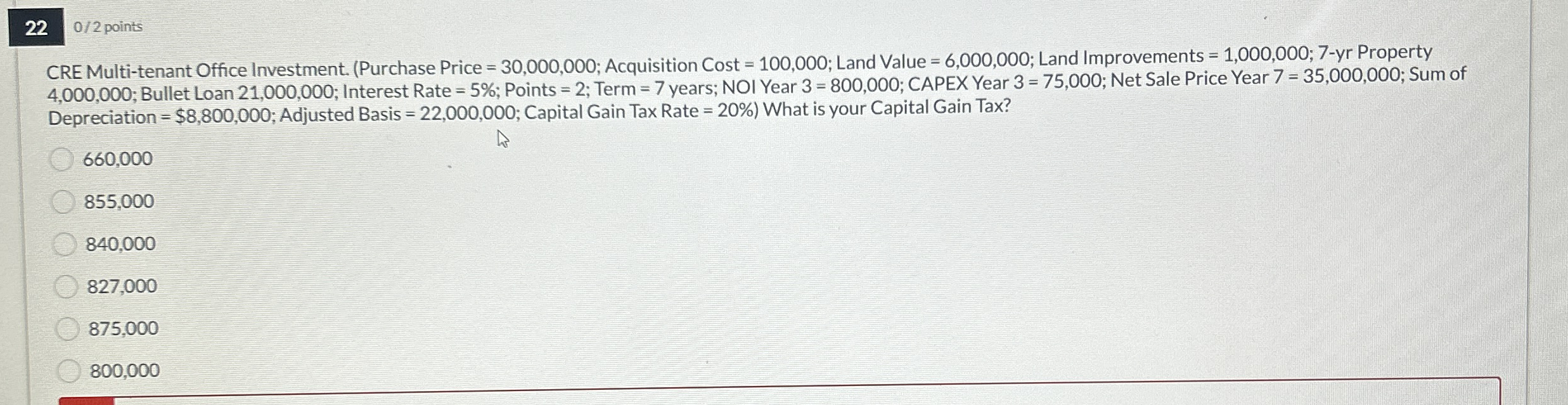 Solved 2202 ﻿pointsCRE Multi-tenant Office Investment. | Chegg.com