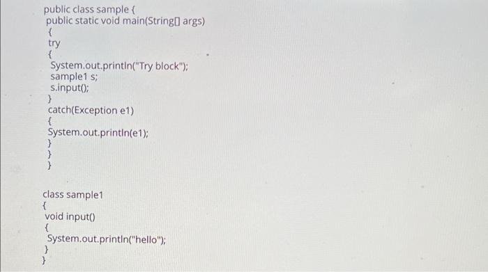Solved public class sample public static void main(String | Chegg.com